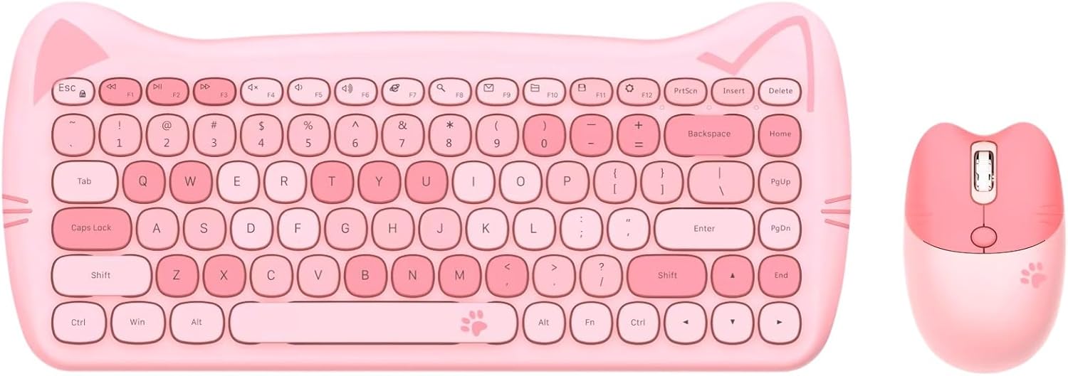 Amazon.com: Cute Cat Keyboard and Mouse Combo with Magnetic Cat Figure ...