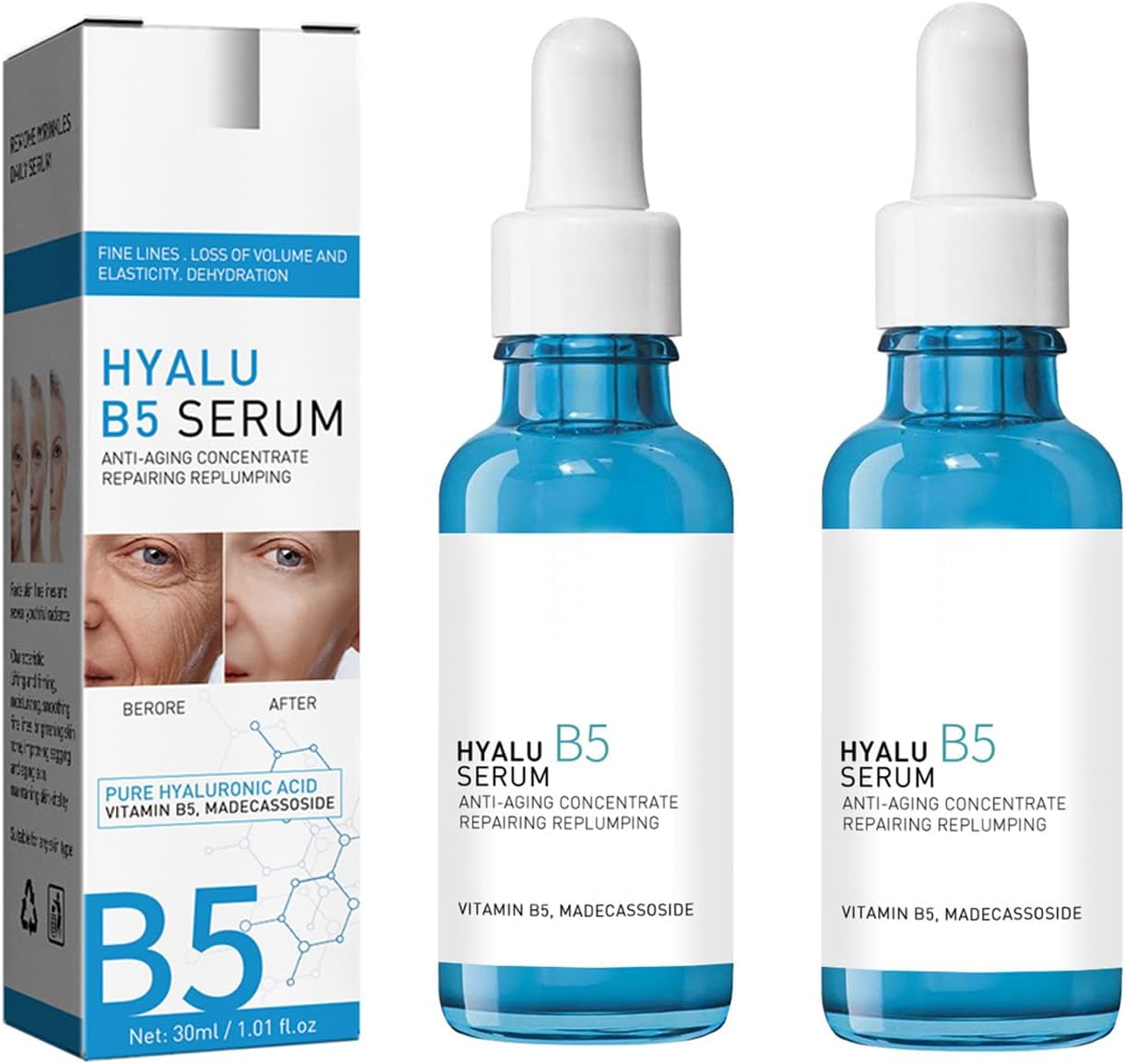 Amazon.com: 2pcs Botox Face Serum, Hyalu B5 Serum, in a Bottle Instant ...