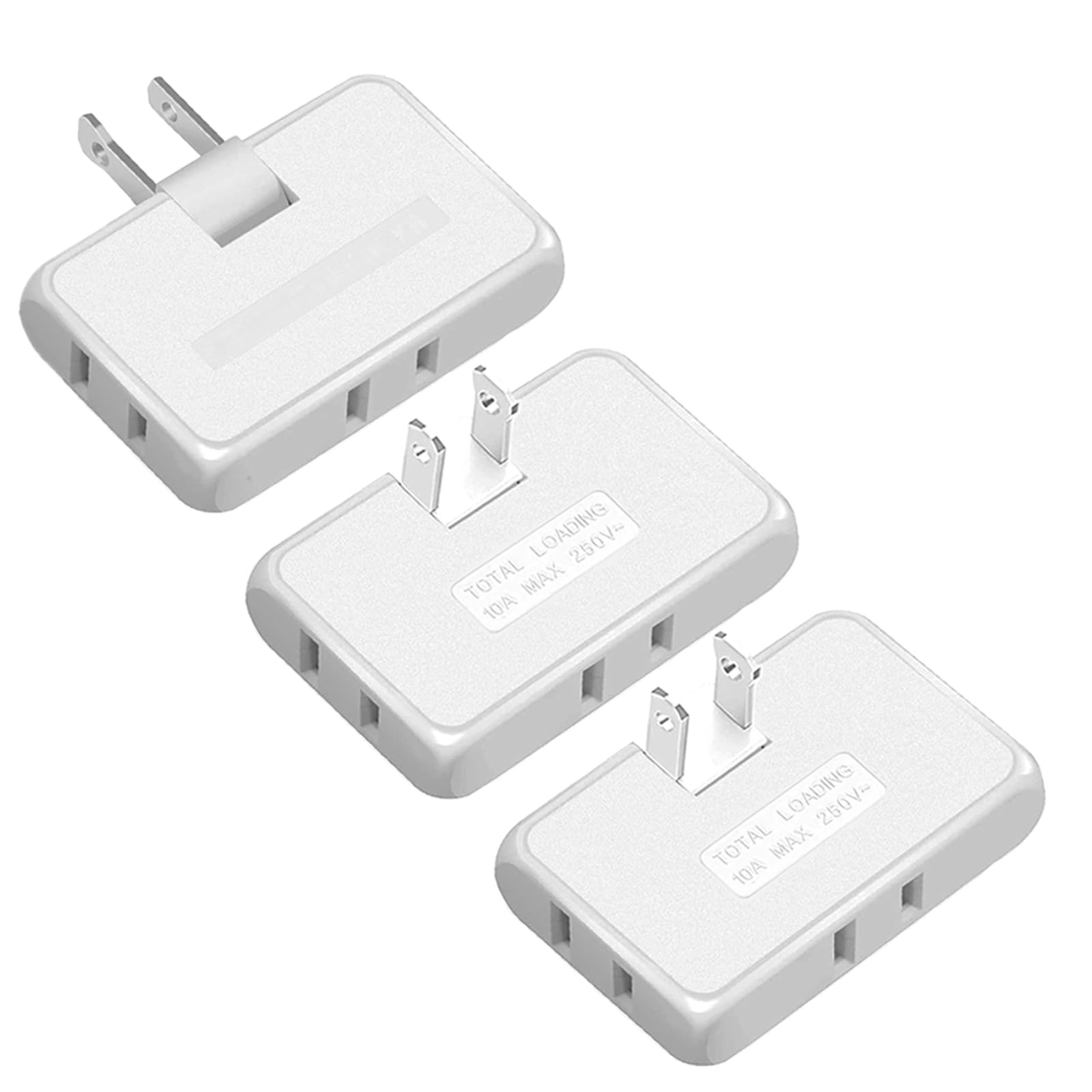 Snapklik.com : 3 Pack AC Flat Wall Outlet Extender,3 Way 2 Prong180 ...