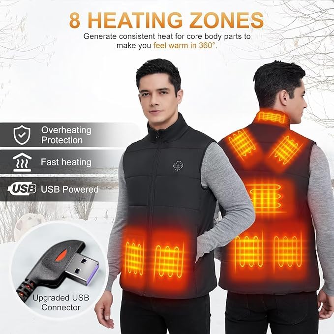 Snapklik.com : KOVNLO Heated Vest For Men, Smart Controller