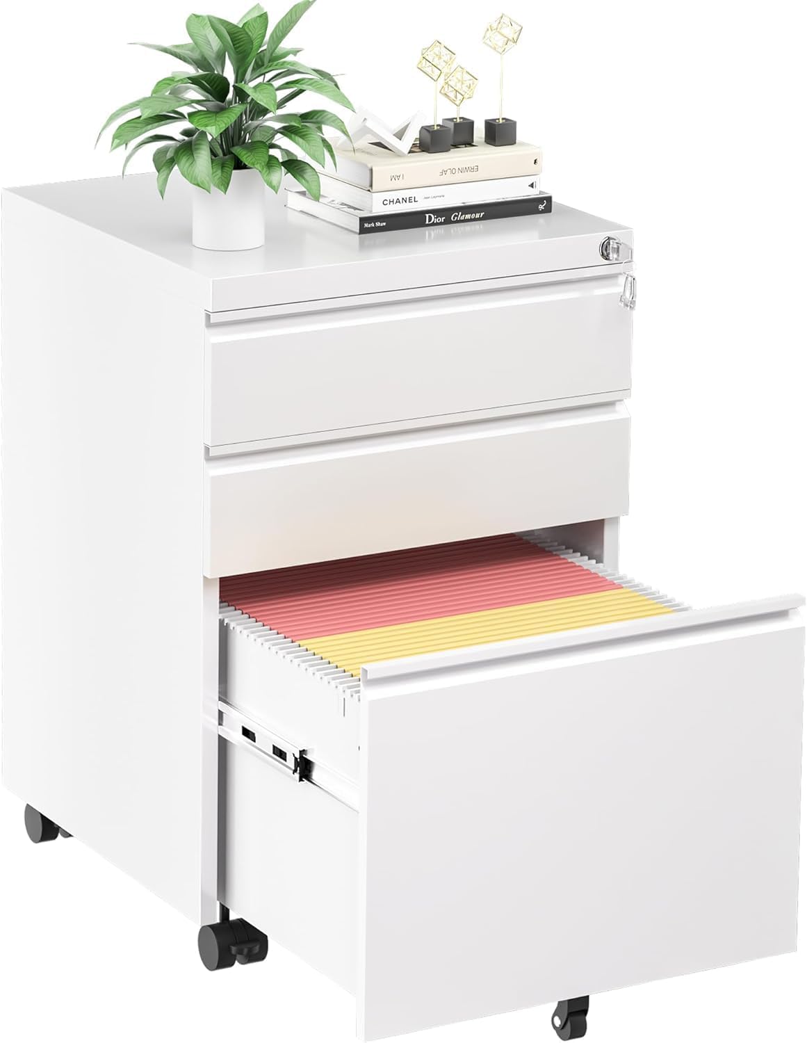 Amazon.com: Brightpeak 3-Drawer Mobile File Cabinet - Lockable Metal ...