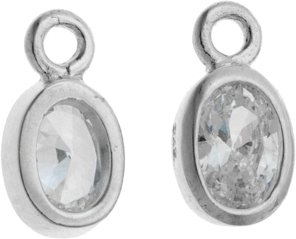 Amazon.com: Dreambell 2 pcs .925 Sterling Silver Oval Clear Cz Crystal ...