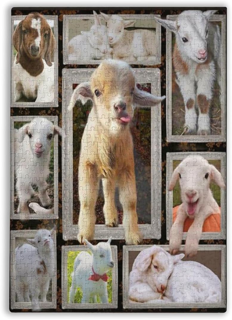Amazon.com: Rustic Jigsaw Puzzles Baby Goat Jigsaw Puzzles Family ...
