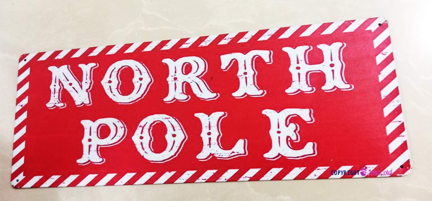 Amazon.com: TSOSK Retro Metal Sign - North Pole Look Home, Bar, Club ...