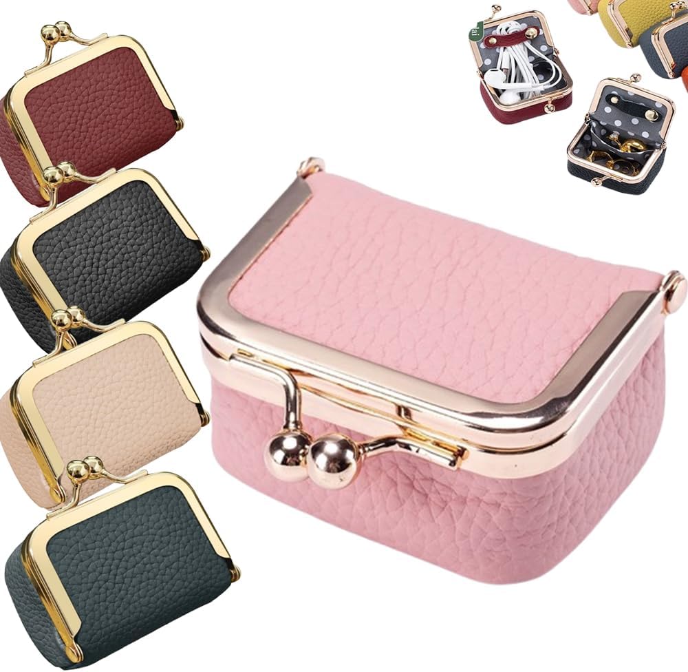 Amazon.com: Genuine Leather Mini Jewelry Box, Portable Small Travel ...