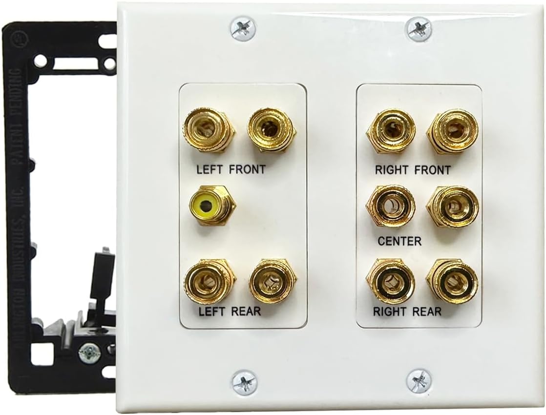 Amazon.com: DIYTECH 5.1 Speaker Wall Plate, Home Theater, 1 RCA, Gold ...