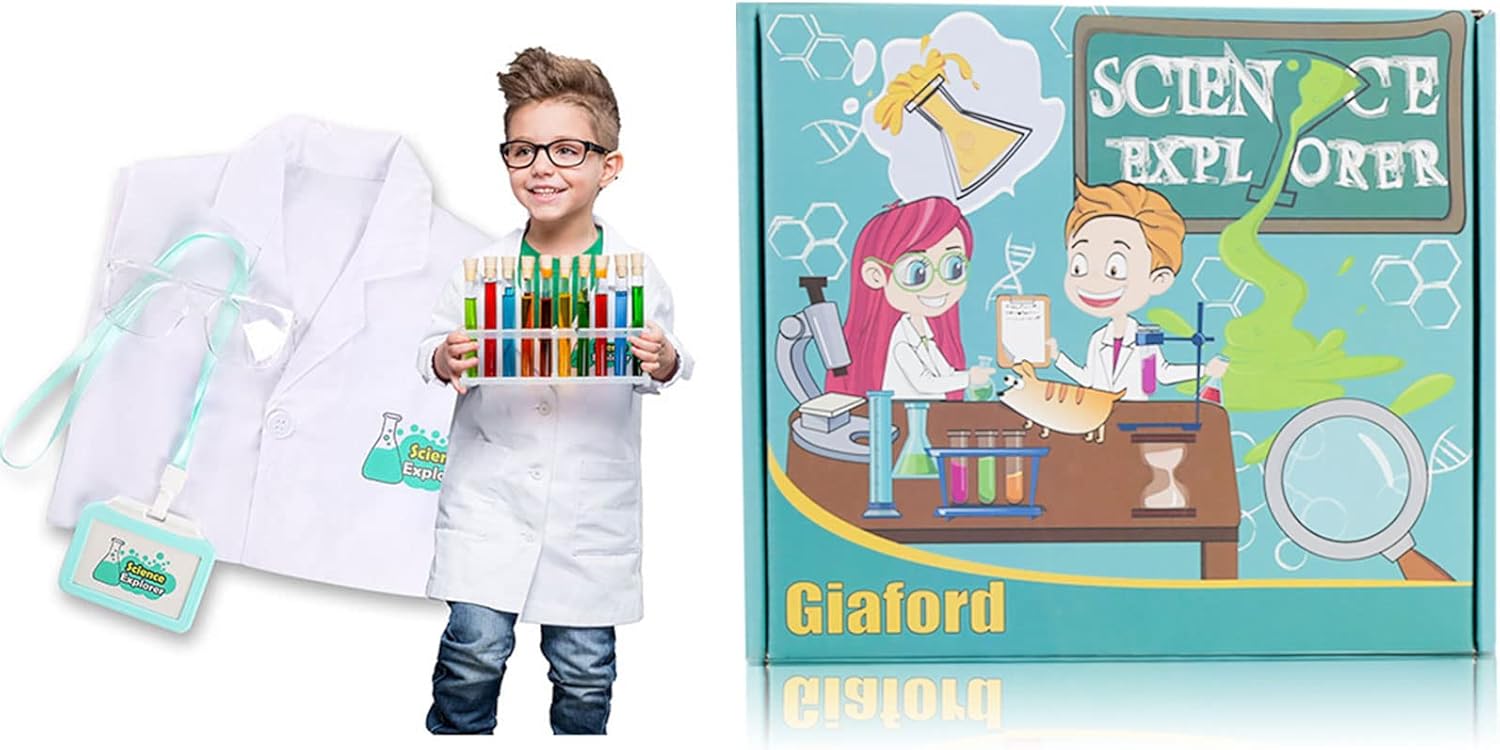 Amazon.com: Giaford Science Kit with Lab Coat for Kids Educational ...