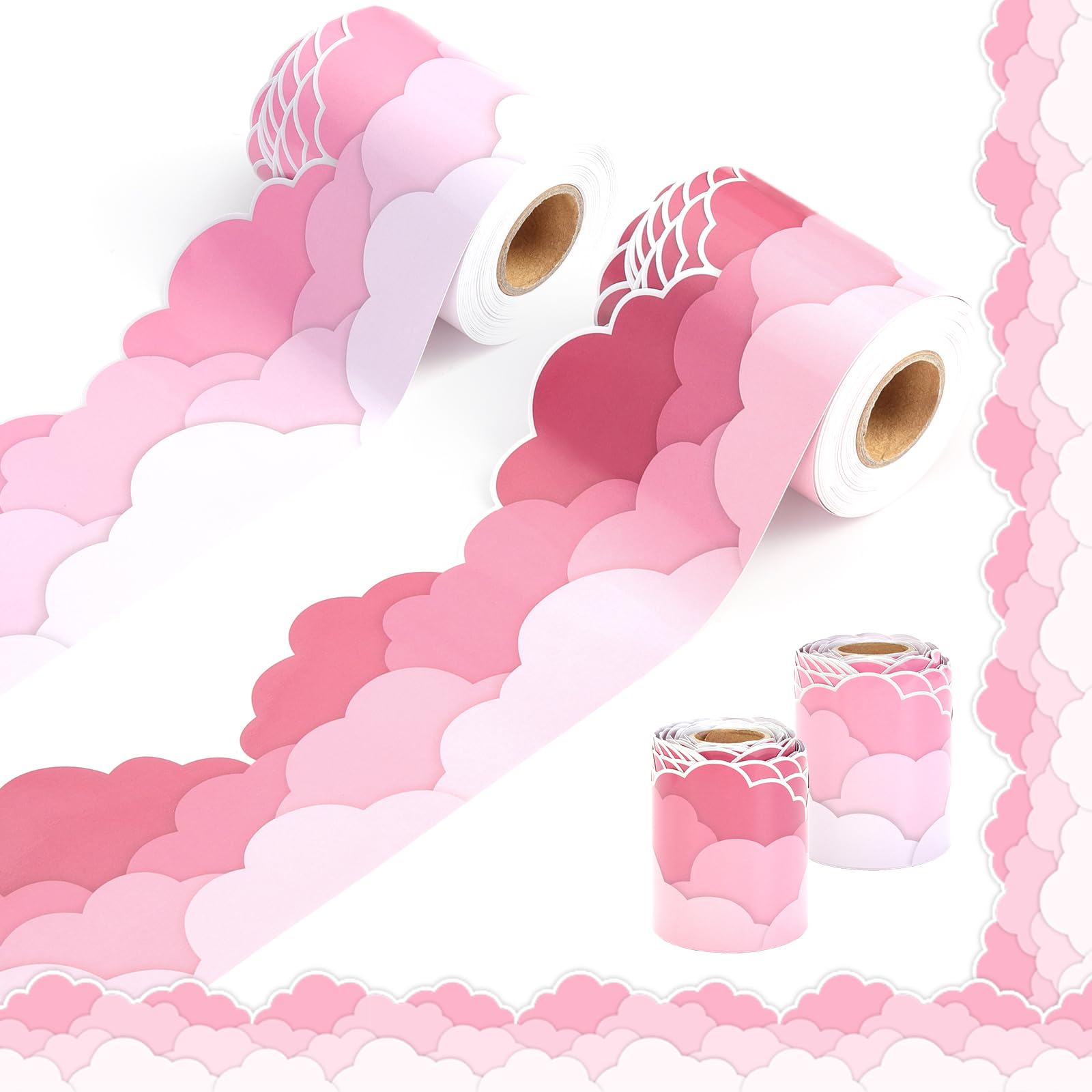 Amazon.com: 65ft Pink Cloud Bulletin Board Border Decorations, 2 Rolls ...