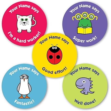 144 Personalised Holographic Sparkly Triple Smiley Star Motivational ...