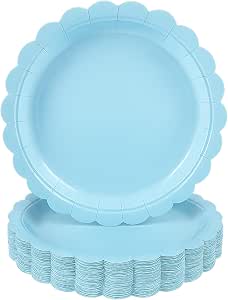 Amazon.com: sunepany 50 Pieces Light Blue Plates 7 Inch Baby Blue ...