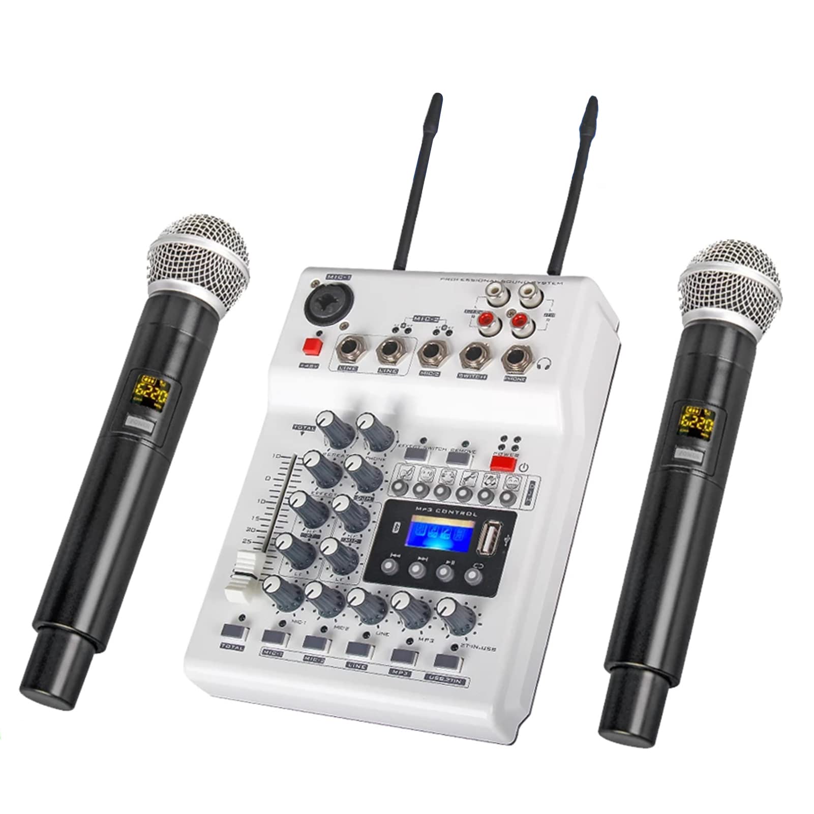 Buy BFGWEI Portable Audio Sound Card DJ Console Mixer with 2 Channel ...