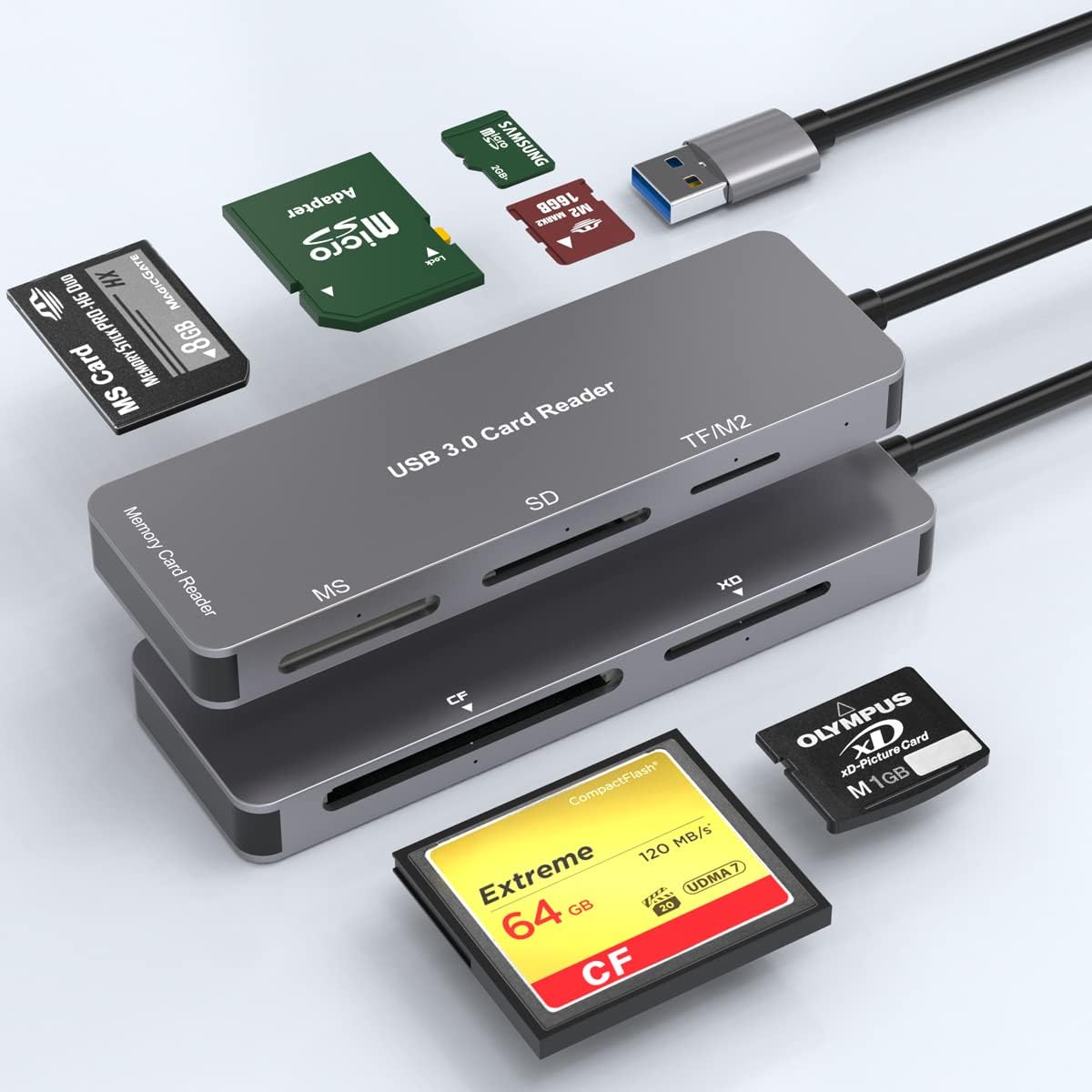 Amazon.com: Aluminum USB 3.0 Multi-Card Reader, 6-in-1 USB 3.0 SD Card ...