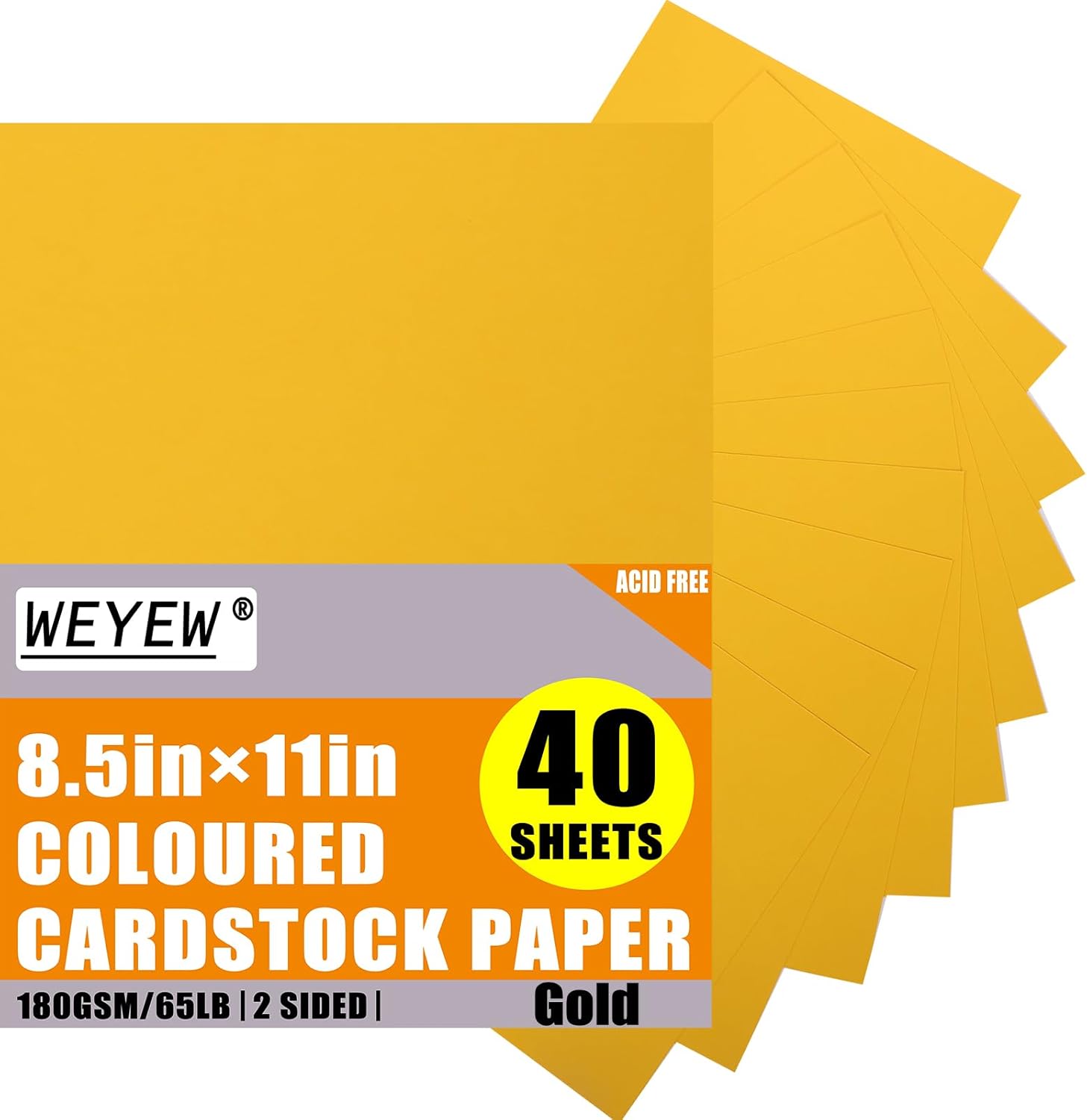 Amazon.com: Gold Cardstock 8.5 x 11 Thick Paper, 40 Sheets 65 LB/180 ...