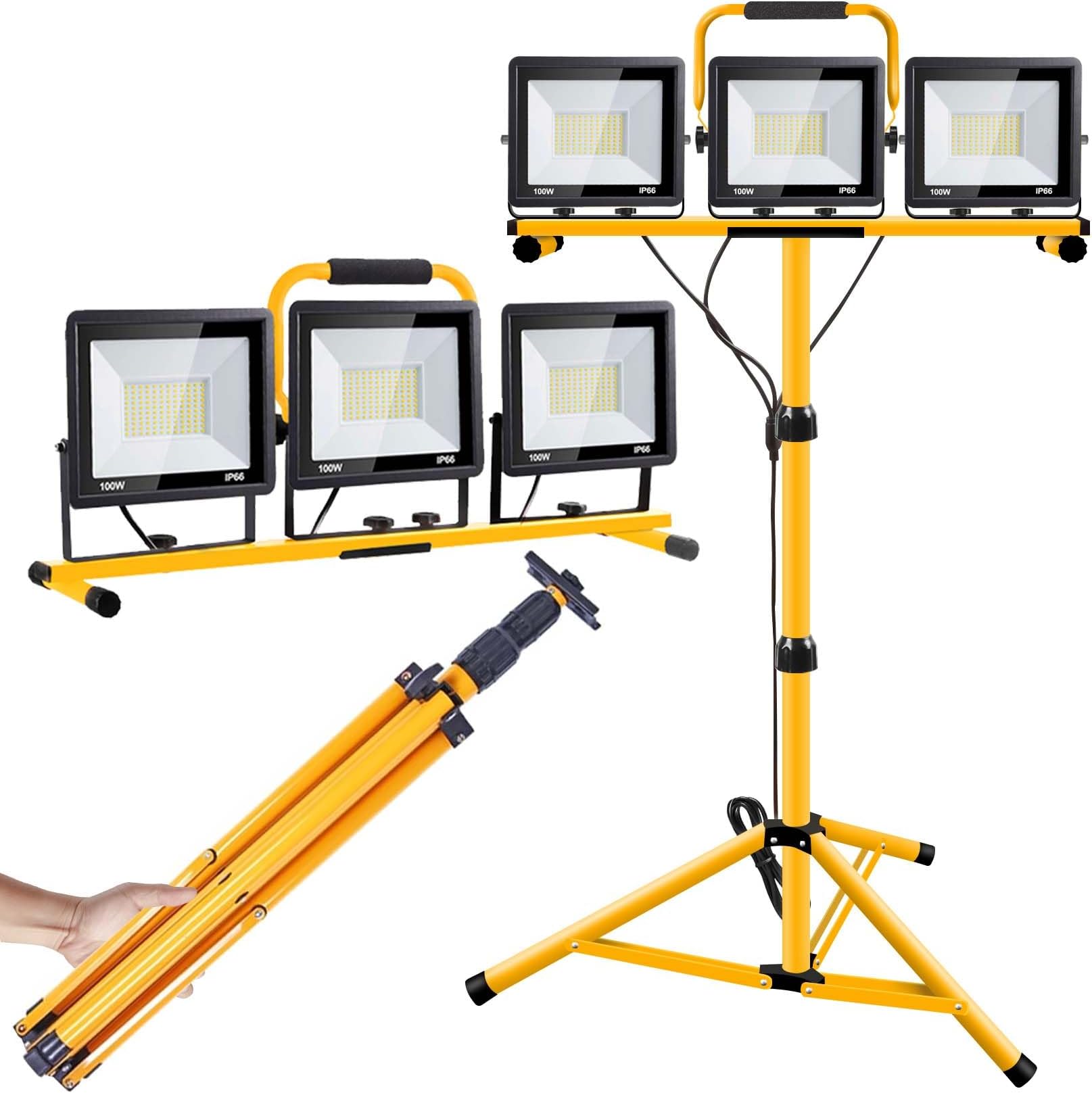 22000 Lumen Work Lights with Stand, 2 Adjustable Head LED Work Light ...