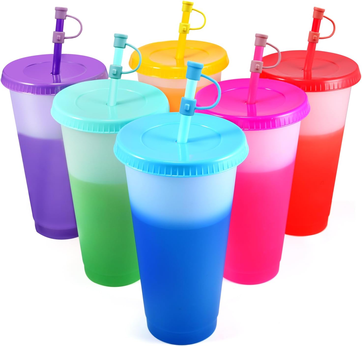 Amazon.com | EASEVE Color Changing Cups with Lids and Straws - 6 Pack ...
