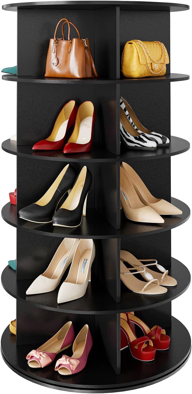 Amazon.com: SpaceAid 5 Tier Rotating Shoe Rack Tower, Spinning Shoe ...