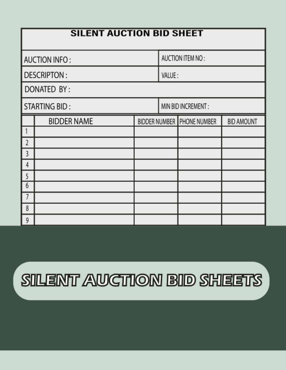 Silent Auction Bid Sheets: Silent Auction Display Paper Duplicate ...