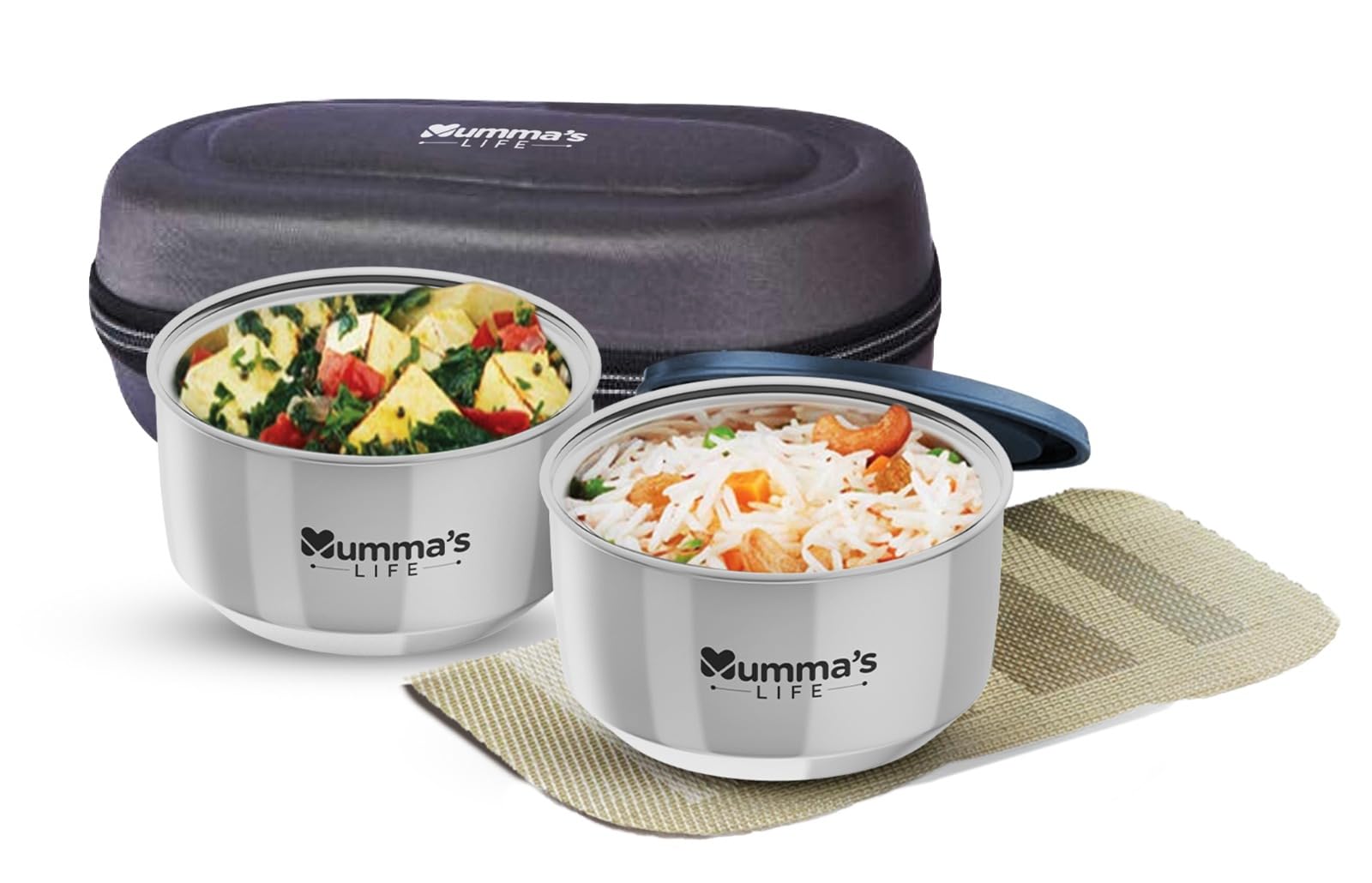 Buy Mumma's LIFE- Stainless Steel Lunch Box Set of 2 (280 ml Each) with ...