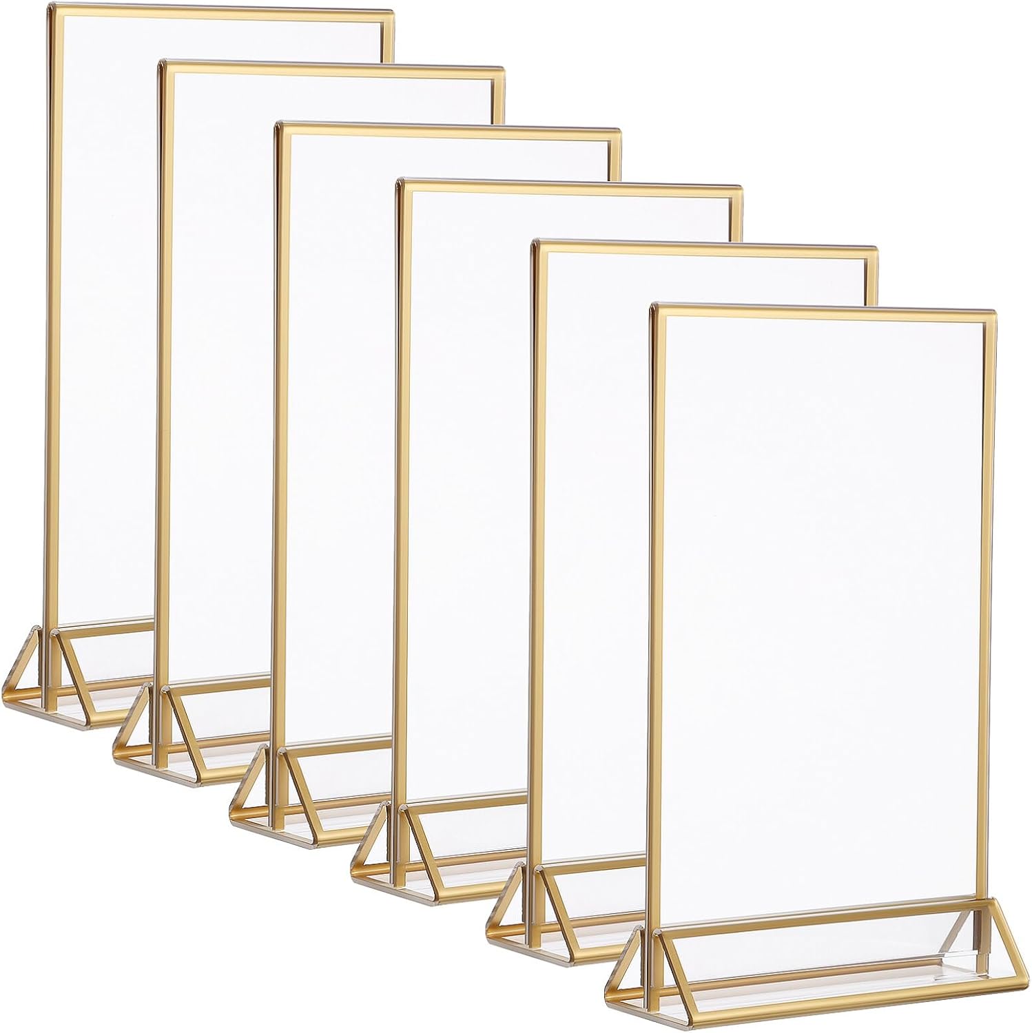 Mobestech 6Pcs Acrylic Gold Sign Holders Tabletop Display Stands Double ...