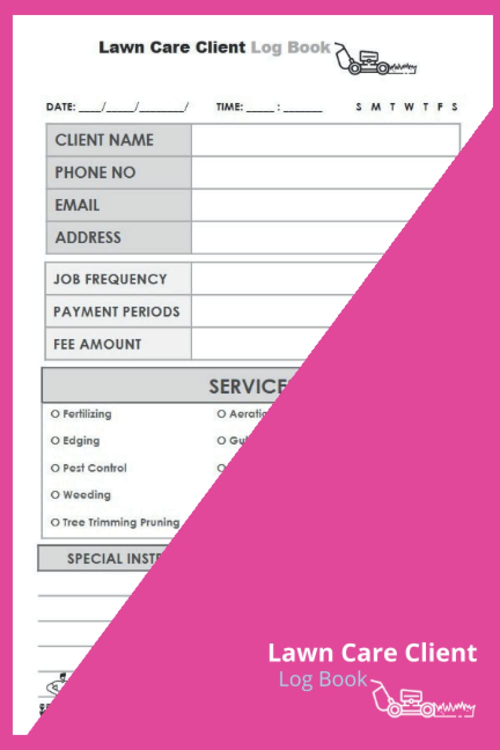 Lawn Care Client Log Book: For Women - Handy Lawn Care Logbook to Track ...