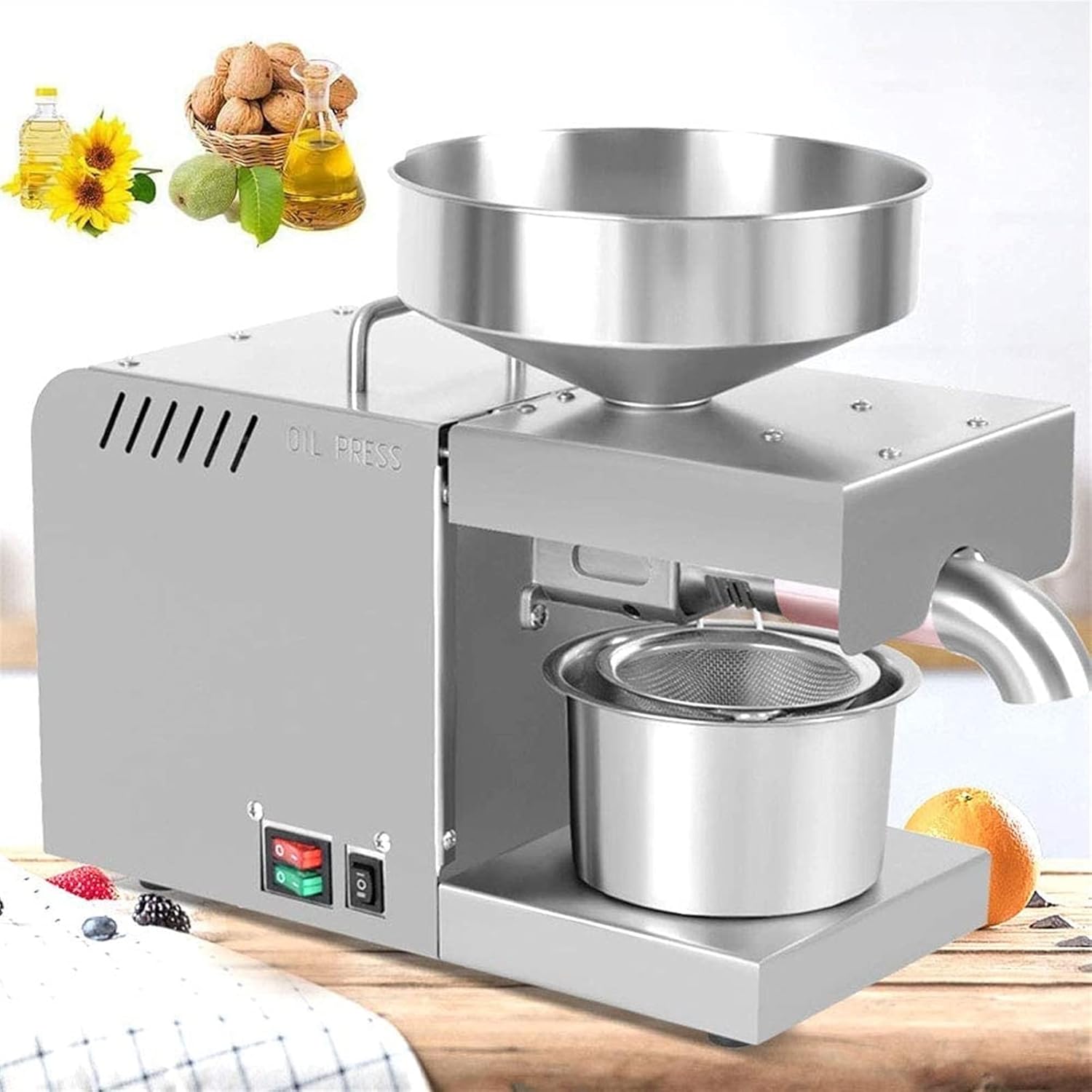 Amazon.com: Commercial Oil Press Machine Cold/Hot Nut Oil Extractor All ...