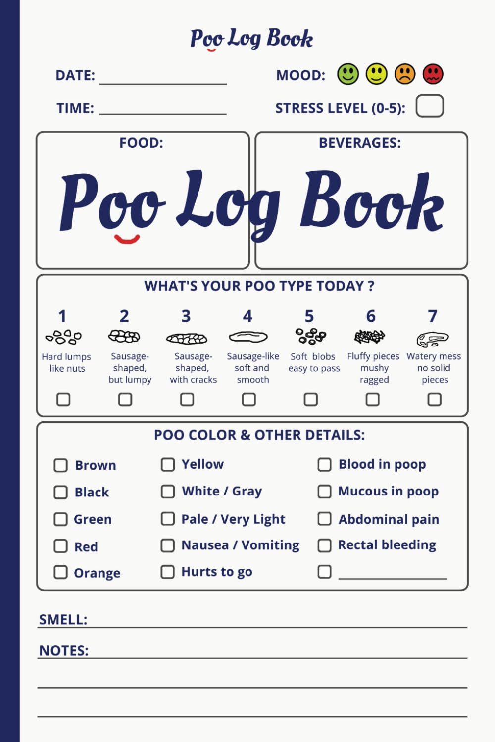 Poo Log Book: See How Food, Mood & Stress Impact Your Gut Health ...