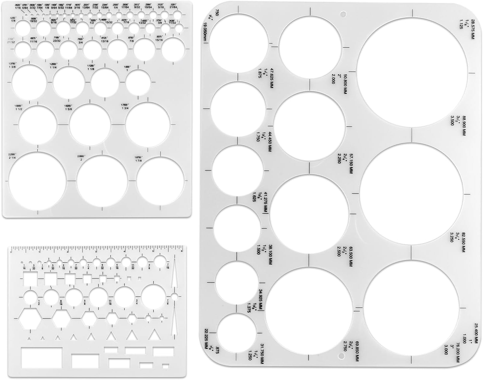 Amazon.com : 3 Pcs Circle Template Round Stencil for Drafting, Office ...