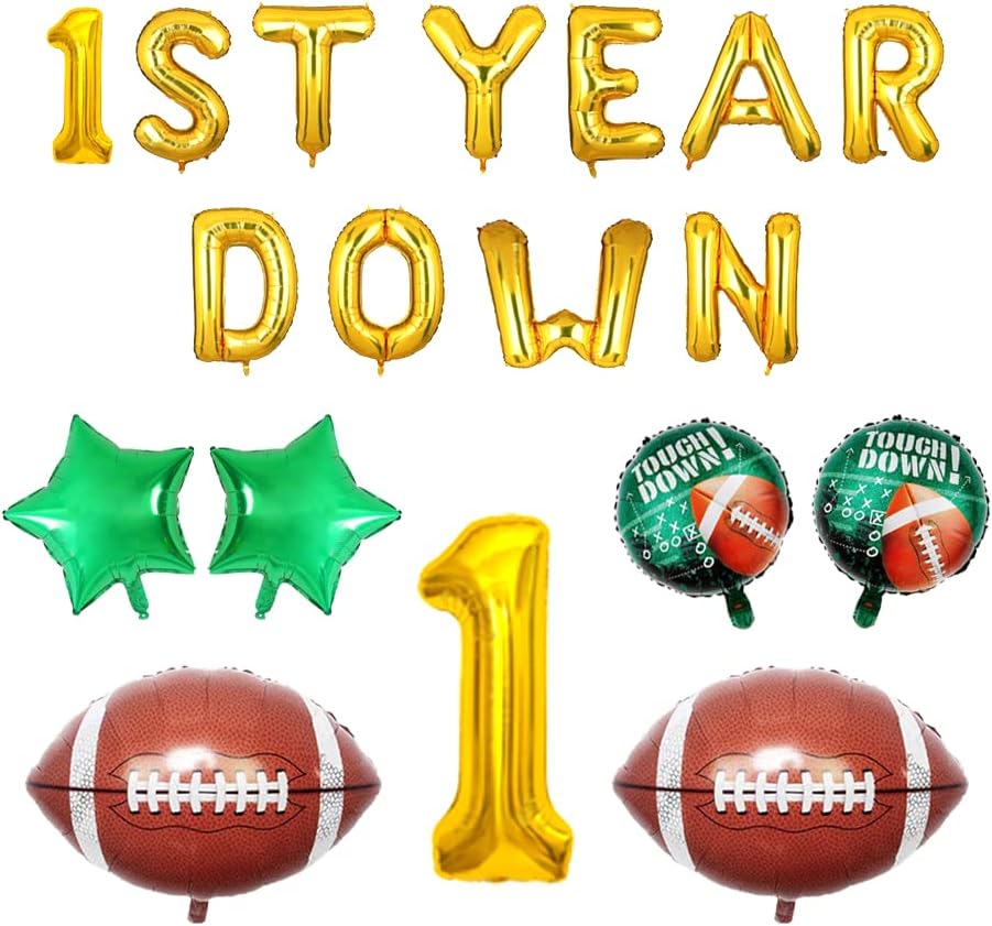 Amazon.com: First Year Down Football Birthday Party Decorations 1st ...
