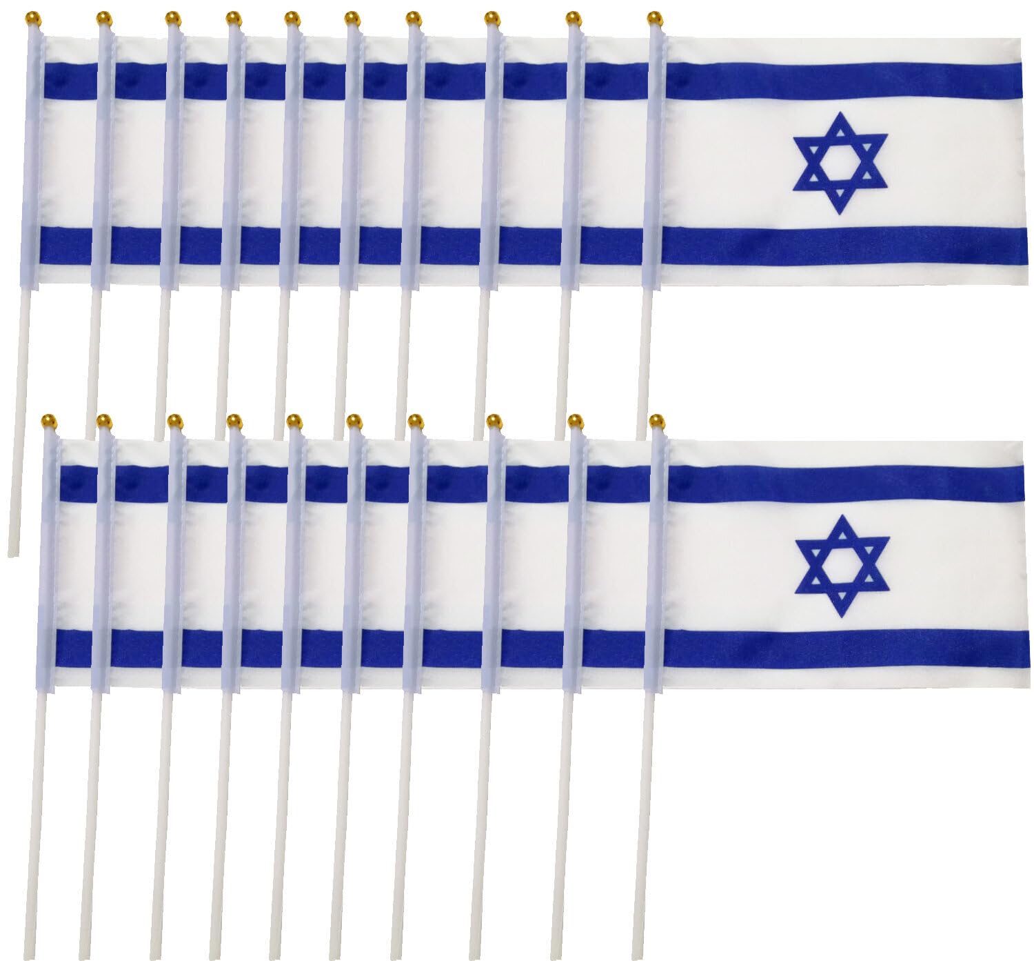 20-Pack Israel Flag - Israeli Hand Held Small Mini Flag, Stick Flag ...