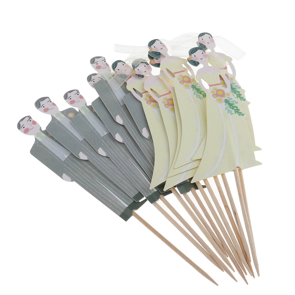 Buy Rare 12pcs / Set Bride & Groom Cupcake Picks Cake Toppers Party ...