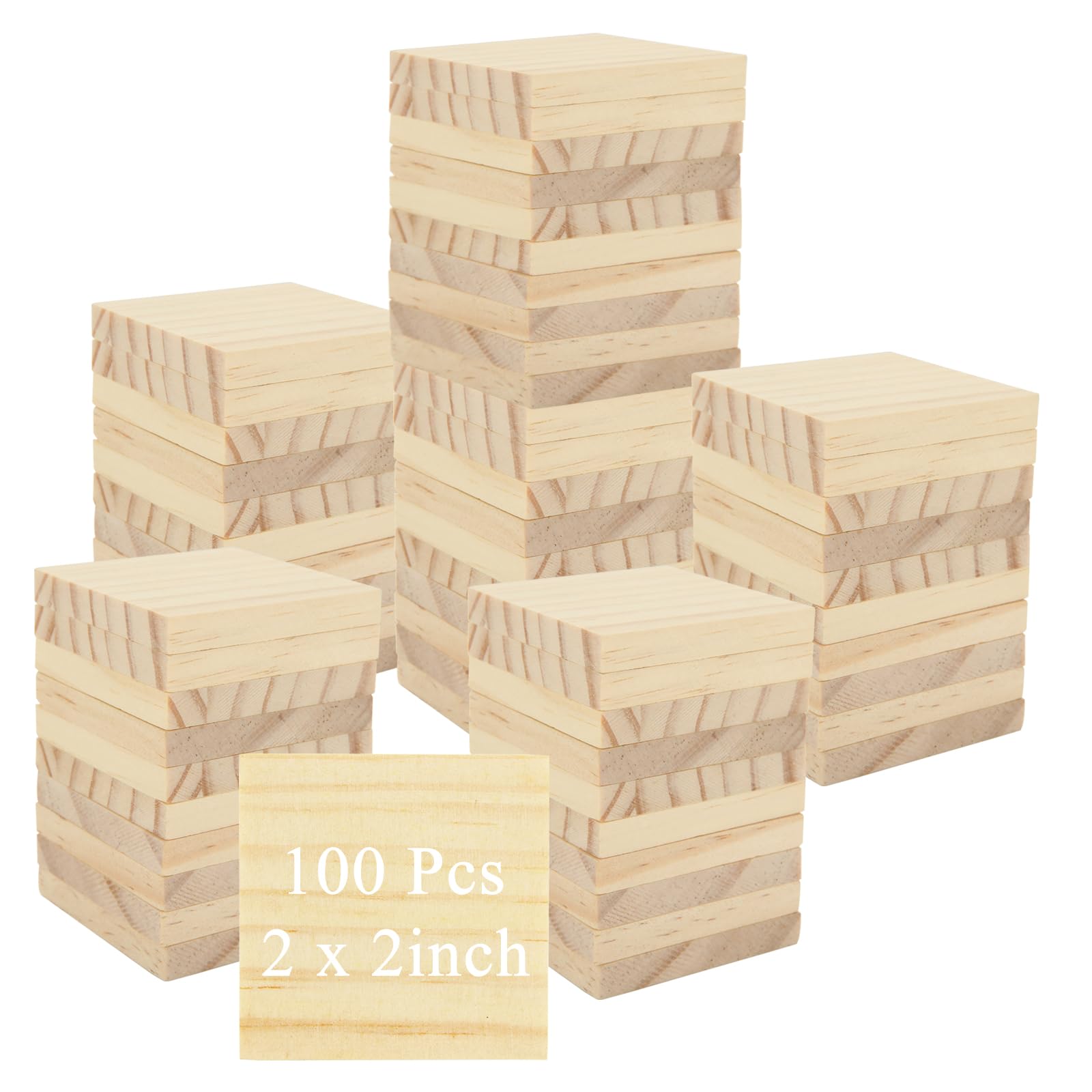 Snapklik.com : 100 Pcs 2 X 2 Inch Wooden Squares For Crafts, 0.27 Inch ...