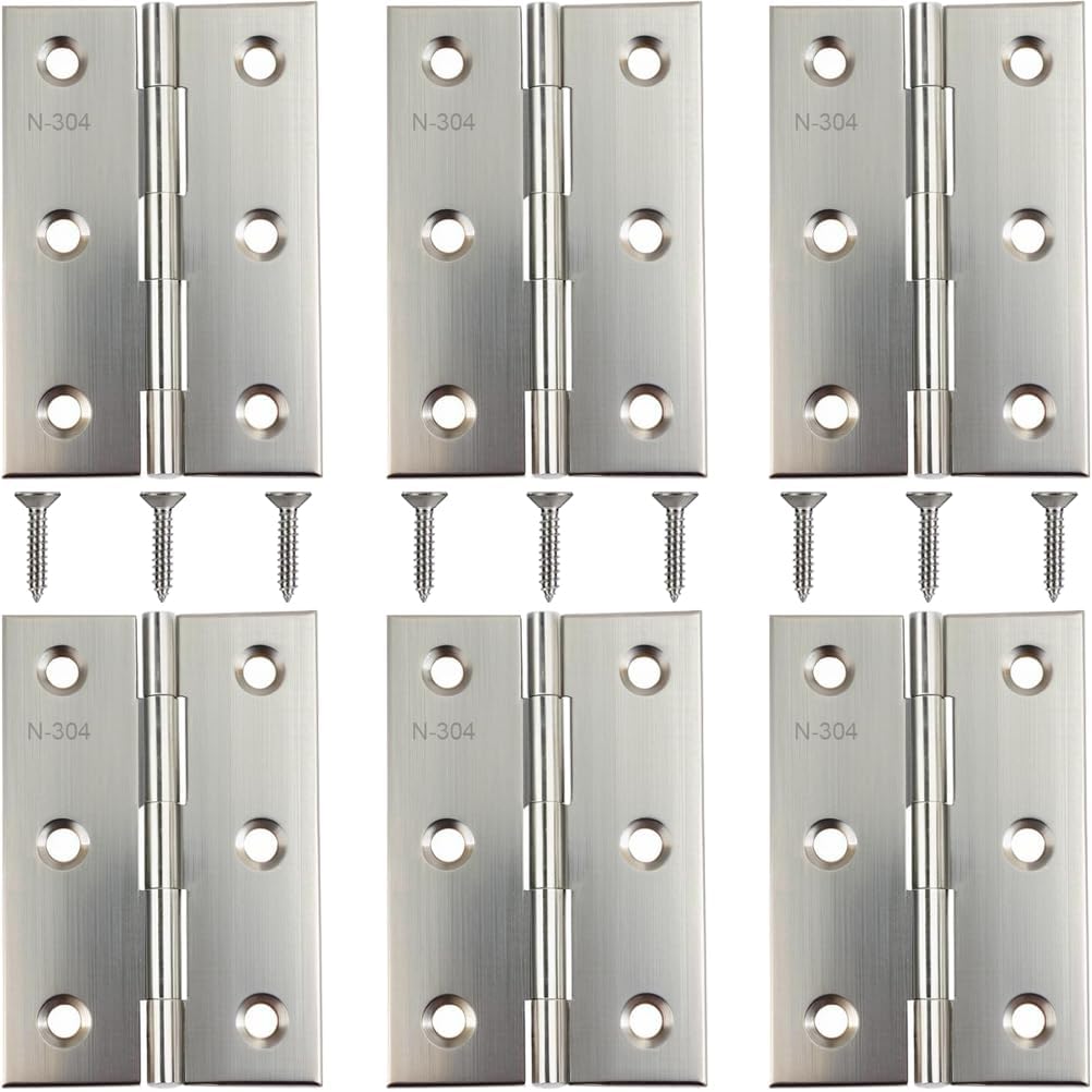 6 Pack Stainless Steel Folding Hinges, 3 Inch Door Hinges, Small ...