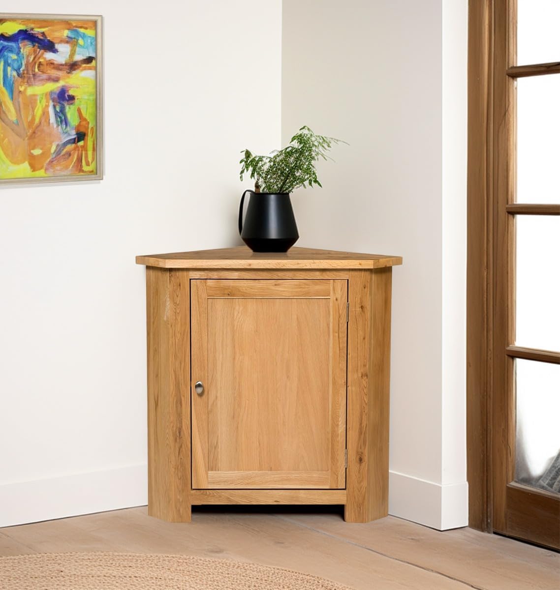 Hallowood Furniture Waverly Oak Small Corner Cabinet, Solid Wooden ...