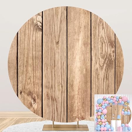 Amazon.com: Rustic Wood Round Backdrop Cover 6.5x6.5ft Vintage Brown Wooden Backdrops for Baby ...