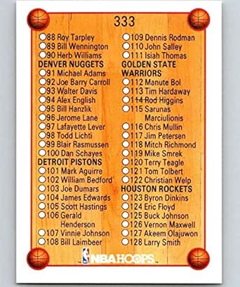 Amazon.com: 1990-91 NBA Hoops #333 Checklist 2 SP Official Basketball ...