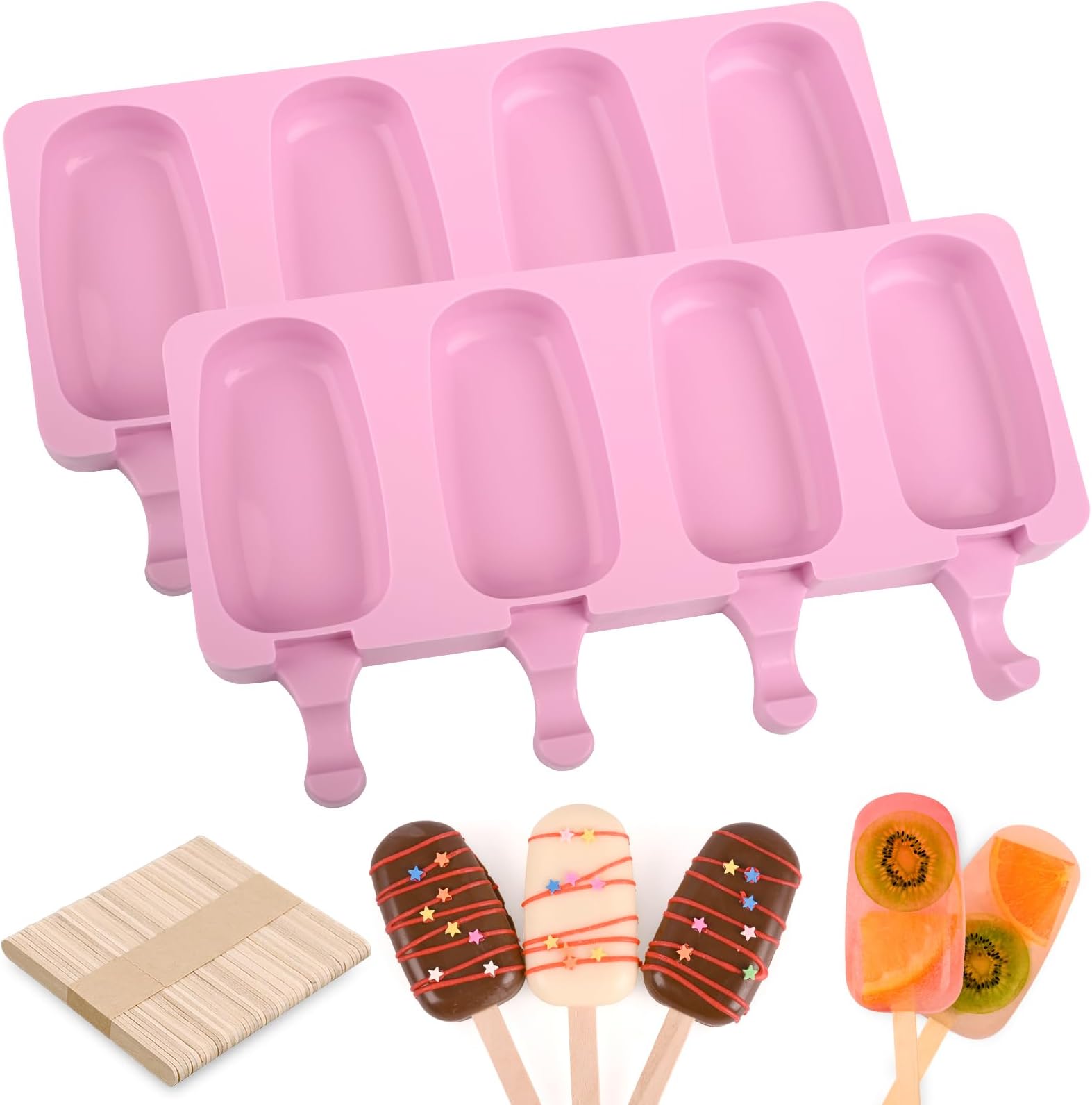 Amazon.com: Set of 2 Ice Cream Palettes Mold, Cakesicle Molds Silicone ...