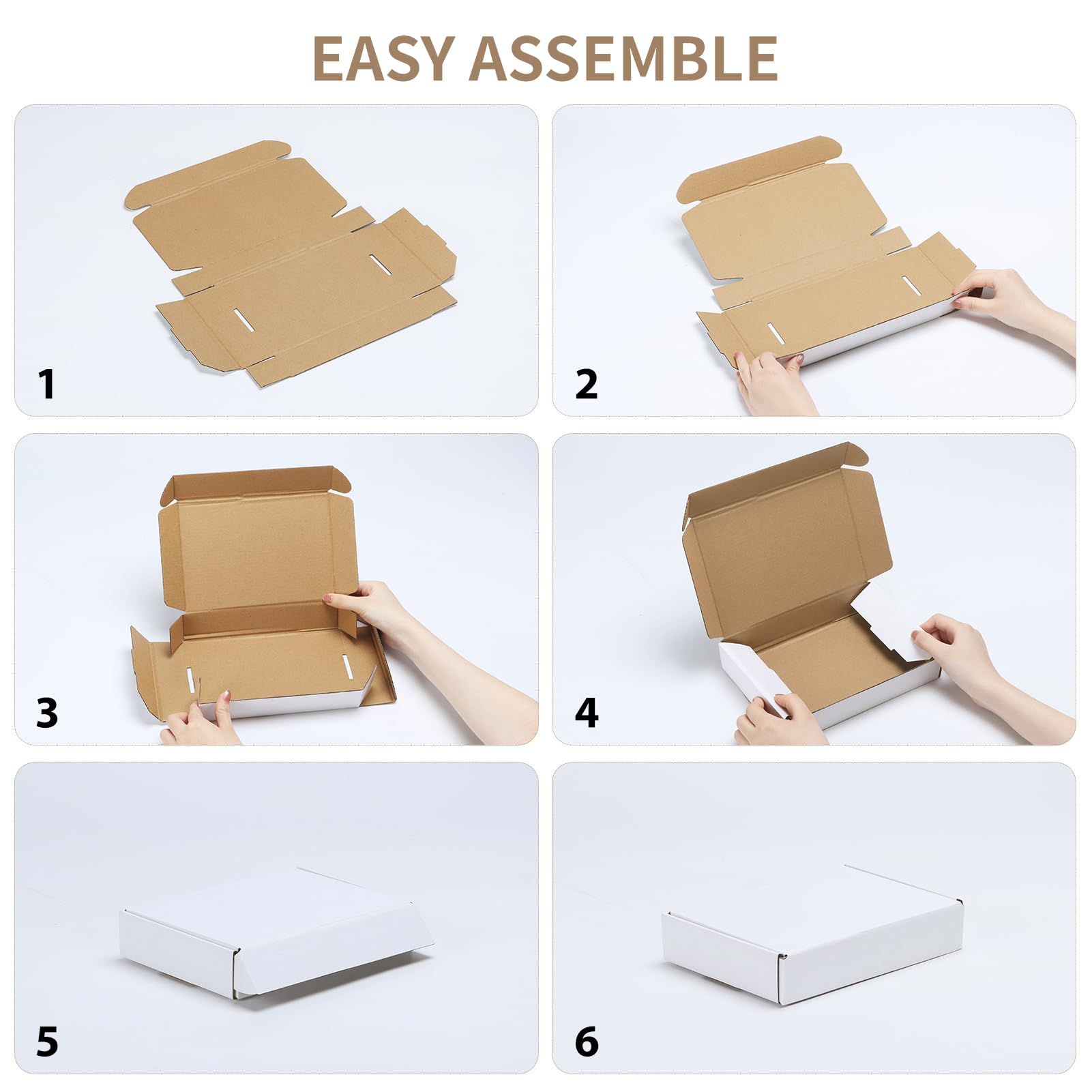 RLAVBL 8x5.5x1.6 Shipping Boxes Set of 25, White Corrugated Cardboard ...