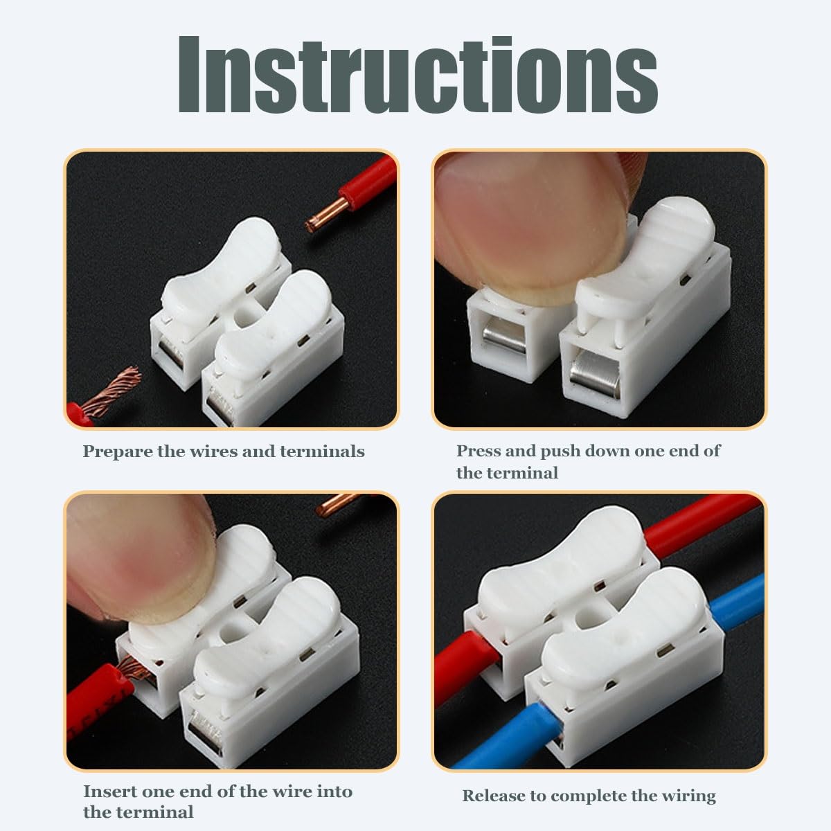 No Drill Screwless Wire Connectors 500Pcs Push-in Wire Connectors ...