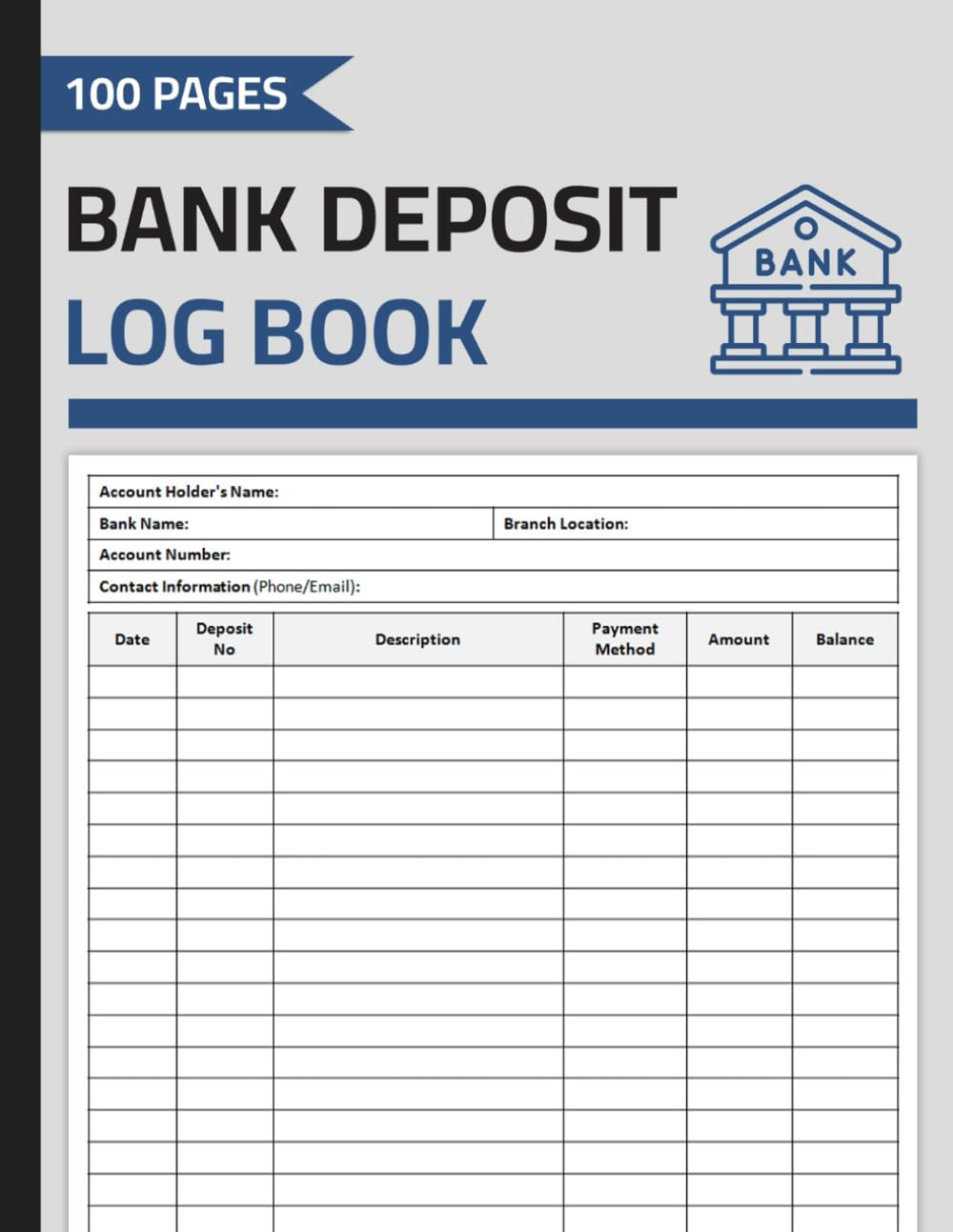 Bank Deposit Log Book: Banking Logbook to Track and Record Deposits ...
