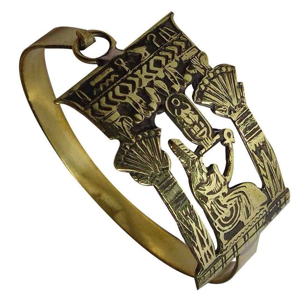 Buy Egyptian Pharaoh Brass Bracelet Cuff Cleopatra Horus Eye Nefertiti ...