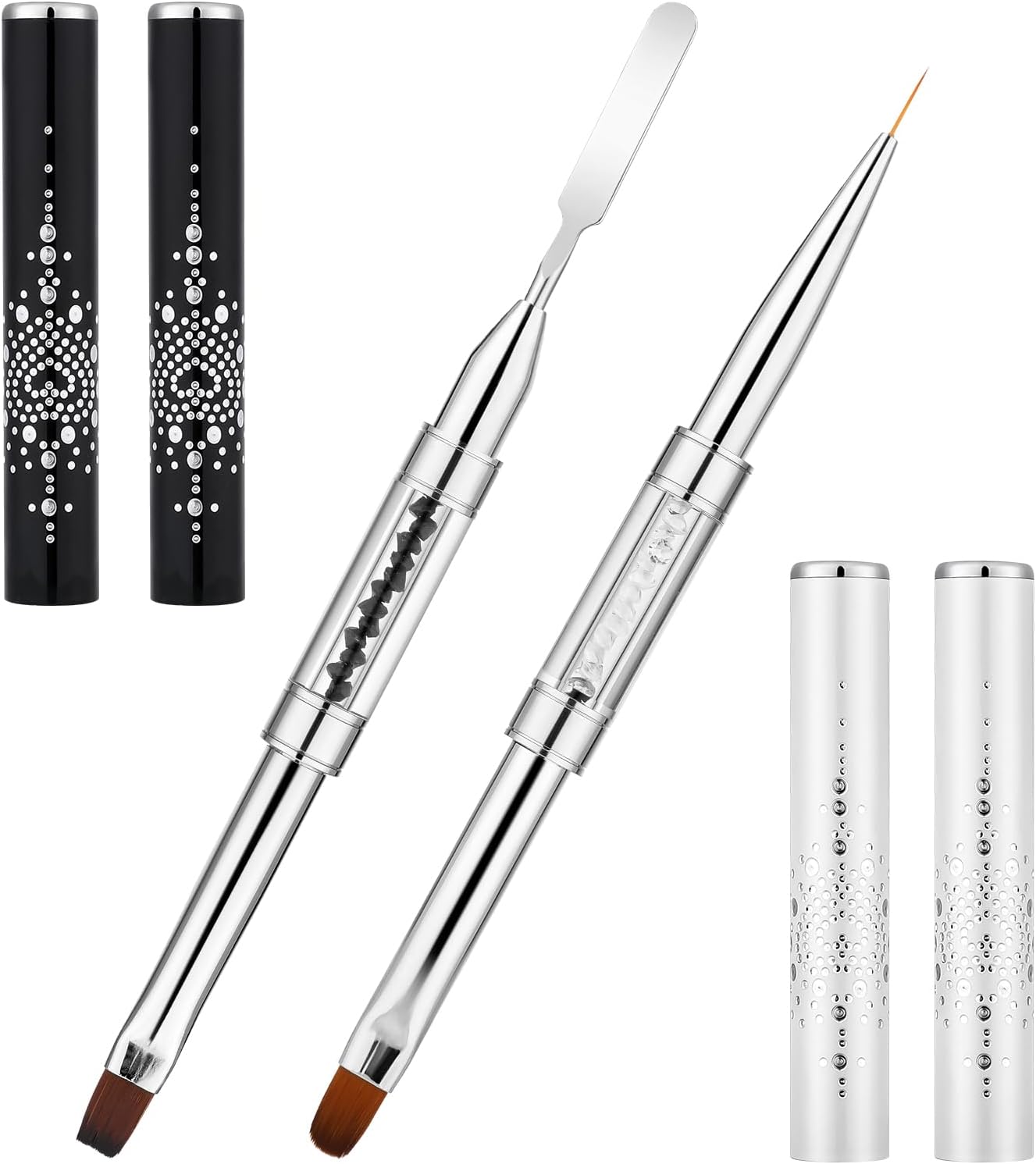 Amazon.com : 2pcs Hard Gel Nail Brush, French Tip Nail Gel Liner Brush ...