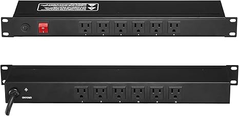 Amazon.com: VEVOR 12 Outlet Horizontal 1U Rack Mount PDU Power Strip ...