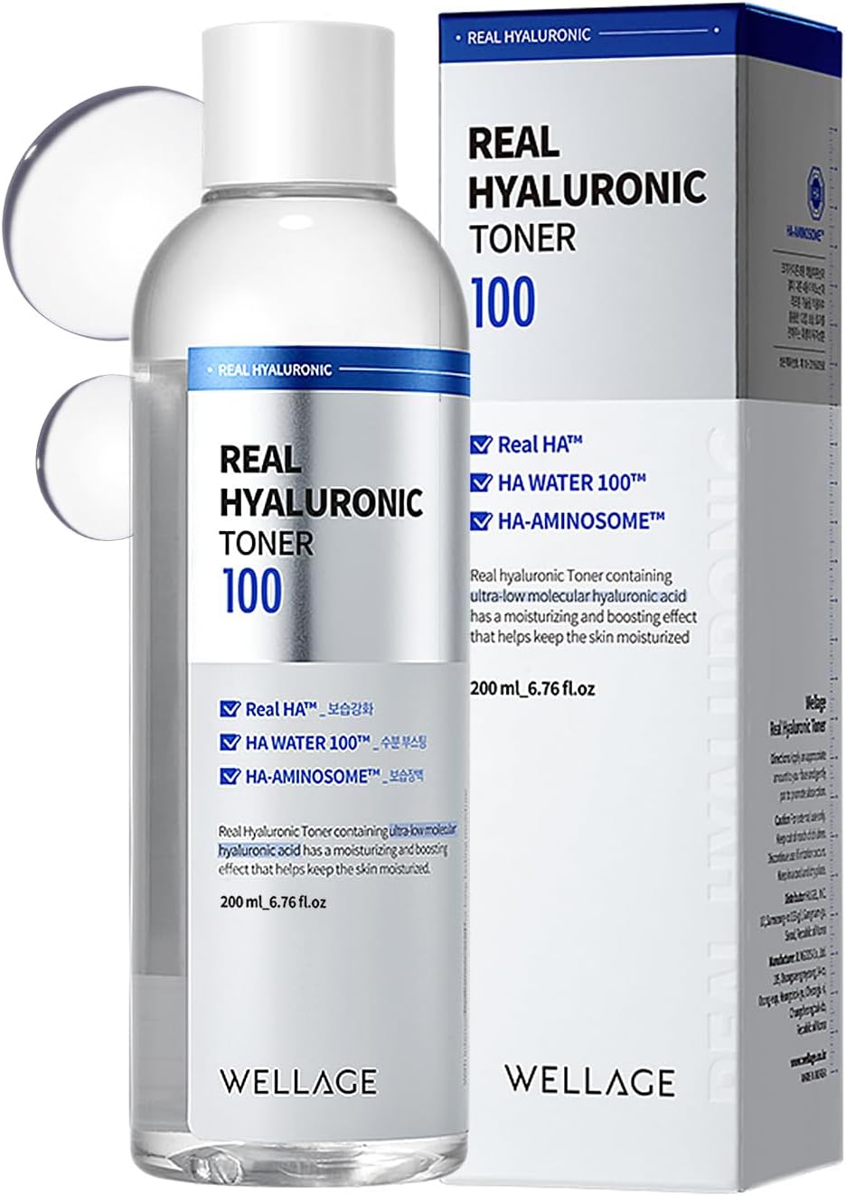 Amazon.com : WELLAGE Real Hyaluronic Toner 100 for face, Korean Beauty ...