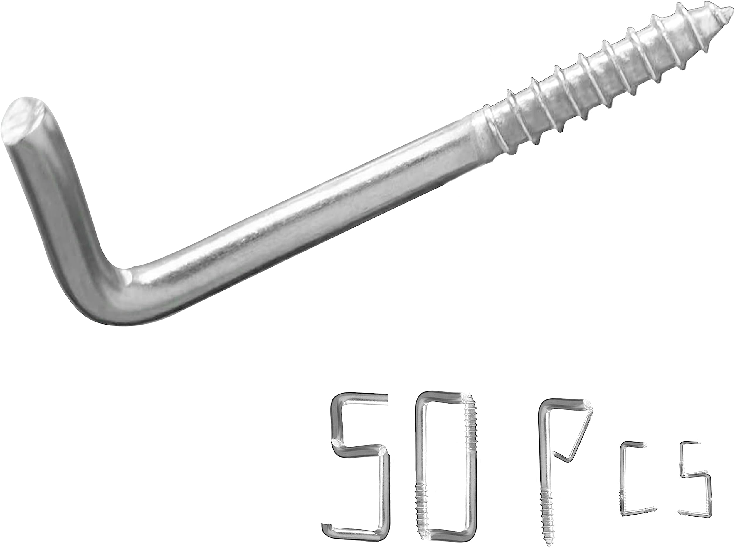 soimuk 304 Stainless Steel 3/4 in Screw-in Hooks 100 Pcs,7 Shape Screw ...