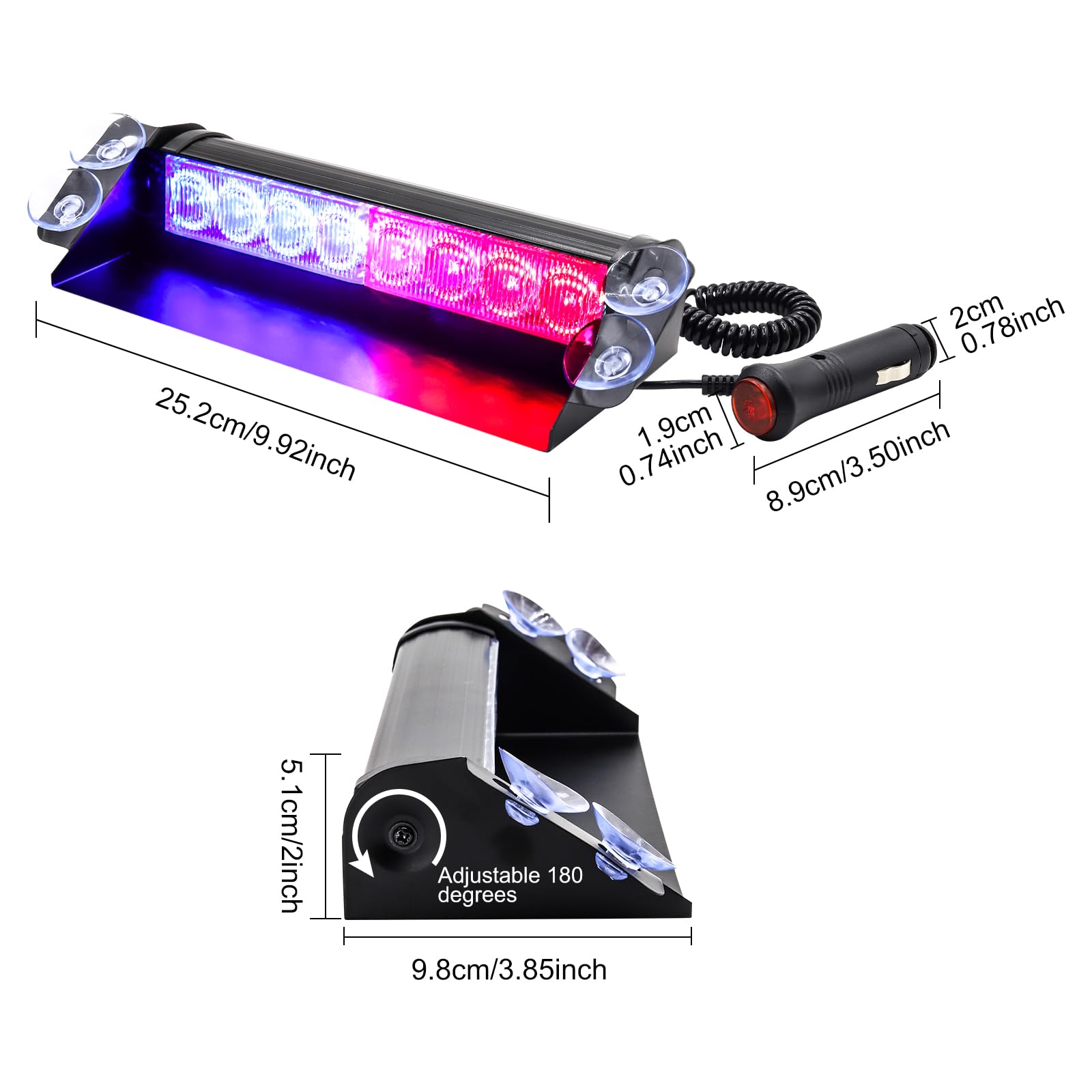 Snapklik.com : LED Dash Emergency Strobe Lights Interior Windshield Red ...