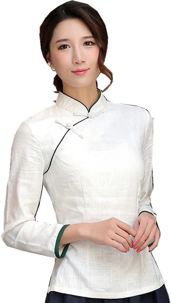 Amazon.com: Shanghai Story Chinese Shirt Long Sleeve Tang Qipao Top ...