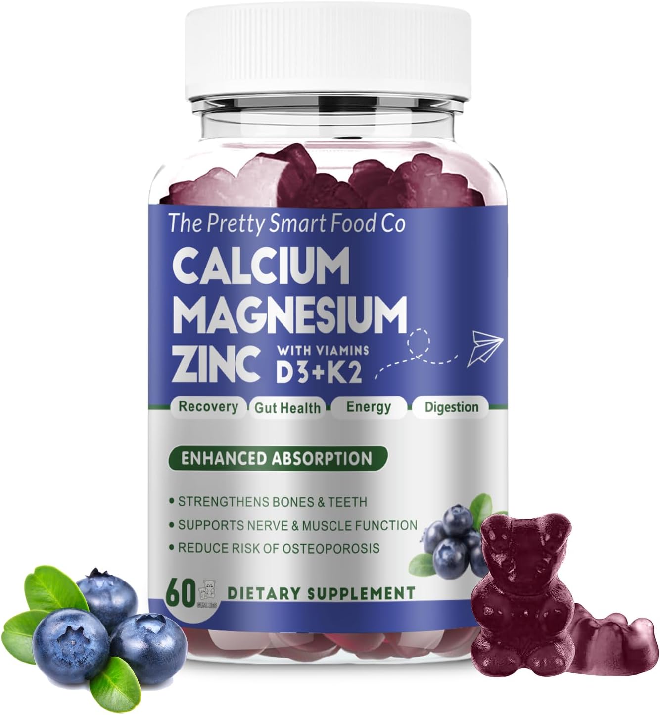 Amazon.com: Calcium Magnesium Zinc Gummies with Vitamin D3 & K2 for ...