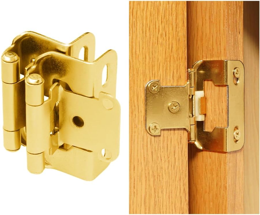 Amazon.com: TEYOUQU 2Pcs Overlay Cabinet Hinges Gold Spring Self ...