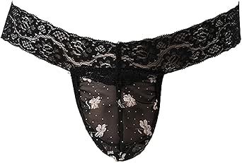Amazon.co.jp: FEESHOW Thong Thong Pan, With Lace, Stretch, See-through ...