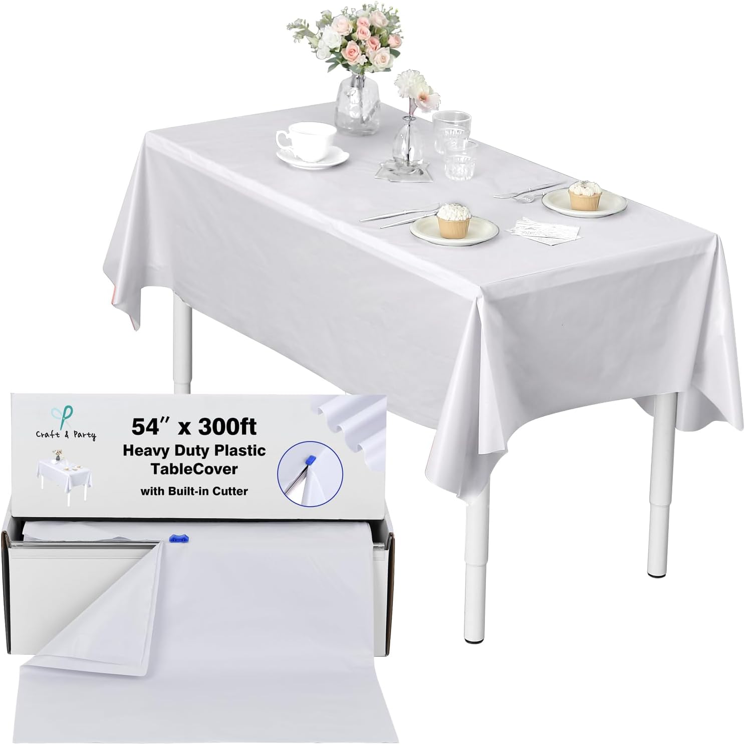 Amazon.com: Plastic Party Table Cover Roll - 300 ft. x 40 in ...